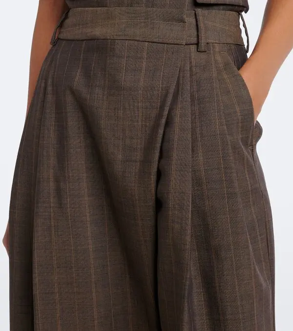 GANNI Striped Wool Wide-leg Pants