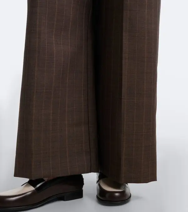 GANNI Striped Wool Wide-leg Pants