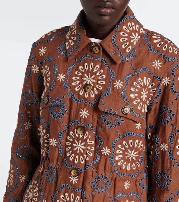 Veronica Beard Kiki Broderie Anglaise Linen Jacket