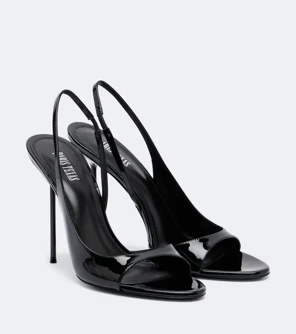 Paris Texas Lidia Patent Leather Slingback Sandals - Black