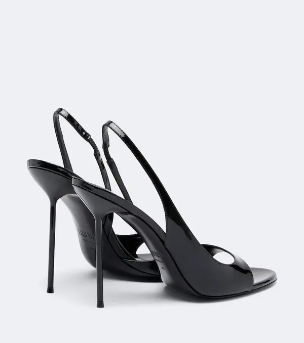 Paris Texas Lidia Patent Leather Slingback Sandals - Black
