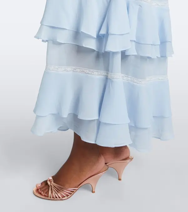 XU ZHI Ruffled Off-shoulder Lace-trimmed Maxi Dress