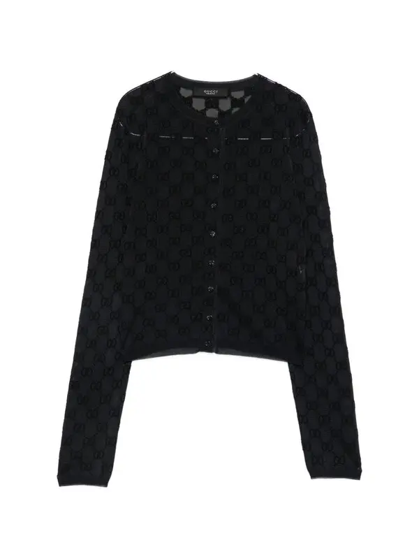 Gucci Gg Crewneck Cardigan - Black