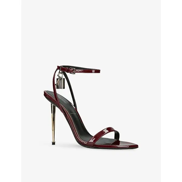 TOM FORD Padlock 105 Leather Heeled Sandals - Red/dark