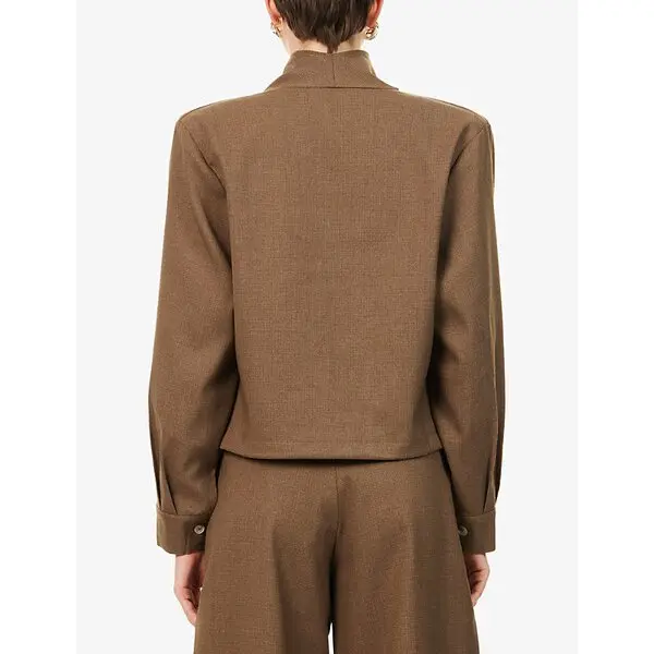 THE COUTURE CLUB Check Funnel-neck Woven Top