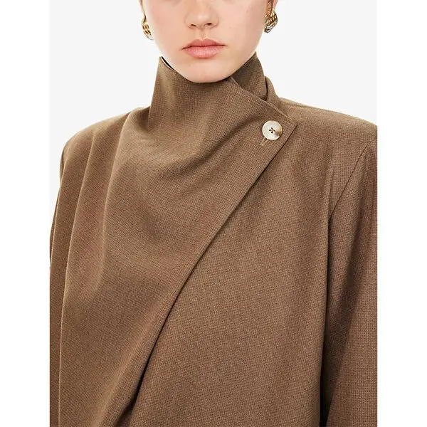 THE COUTURE CLUB Check Funnel-neck Woven Top