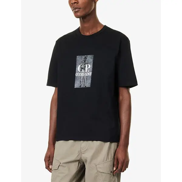 C.P. COMPANY Digital Sailor Embroidered Cotton T-shirt - Black