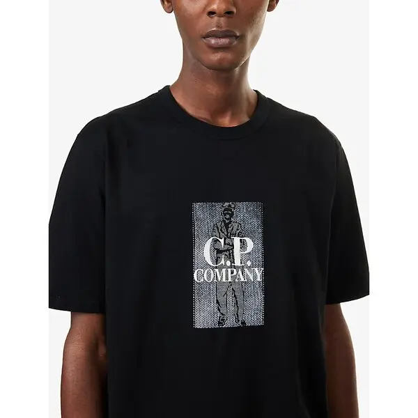 C.P. COMPANY Digital Sailor Embroidered Cotton T-shirt - Black