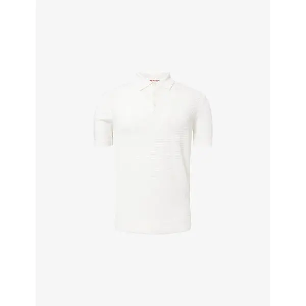 Orlebar Brown Burnham Tie-knit Silk And Cotton Polo Shirt - Cloud