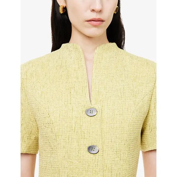 Oddmuse Short-sleeve Button-front Bouclé Mini Dress