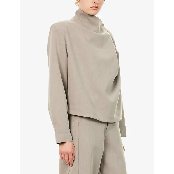 THE COUTURE CLUB Relaxed Fit Wrap Funnel Neck Top