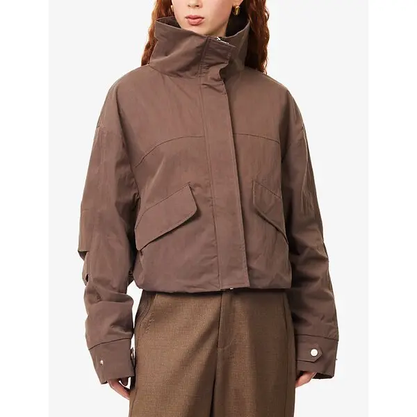 THE COUTURE CLUB Funnel-neck Cotton-blend Shell Jacket