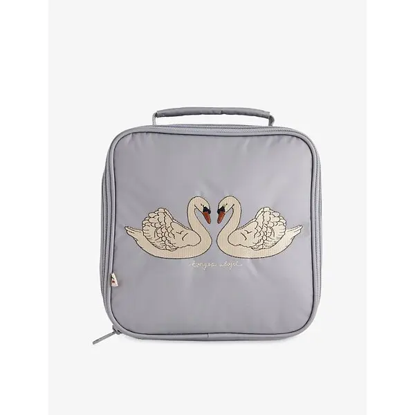 KONGES SLOJD Clover Embroidered Woven Lunch Bag - Sleet