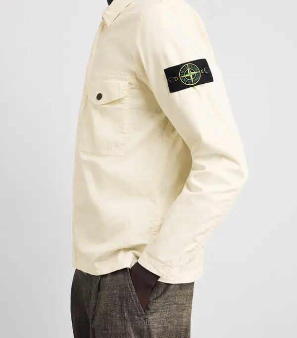 Stone Island Stretch-cotton Twill Compass Overshirt - Ivory