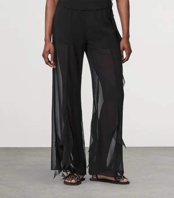ALLSAINTS Frill Trim Wide Leg Trousers