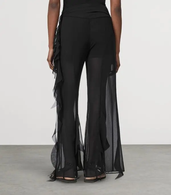 ALLSAINTS Frill Trim Wide Leg Trousers