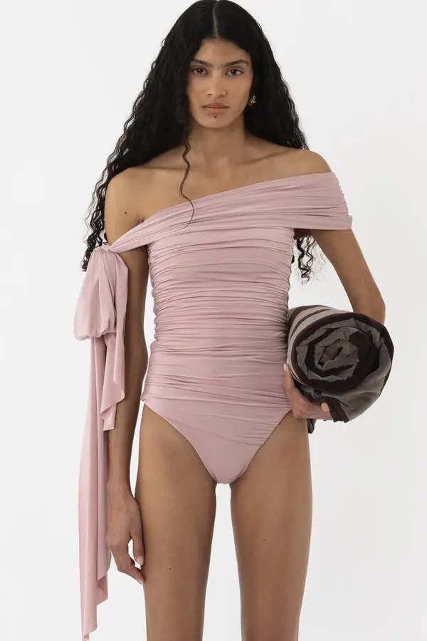 Arakii Draped Scarf Swimsuit - Dusty Pink