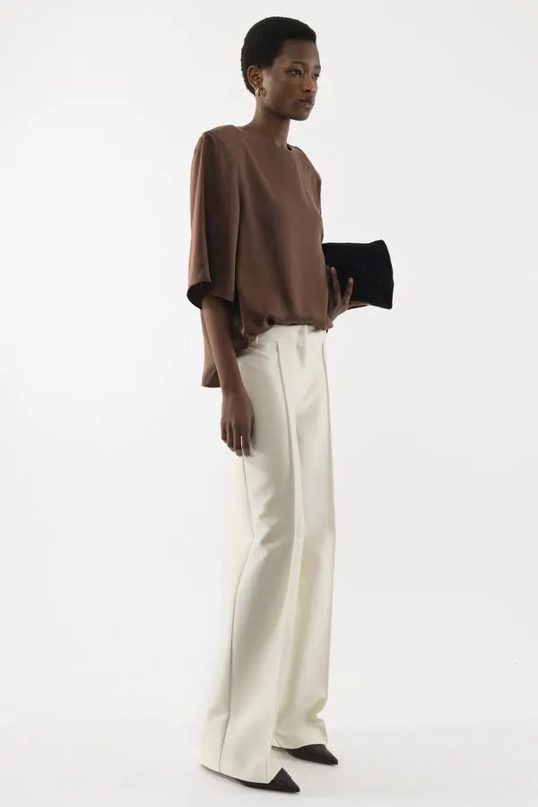 Arakii Boxy Silk Top - Brown
