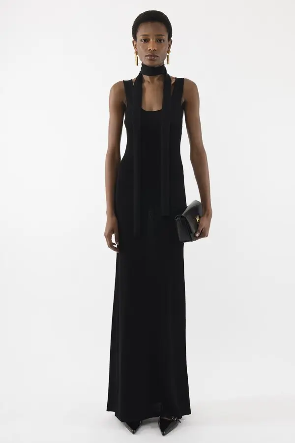 Arakii Mot Scarf Maxi Dress - Black