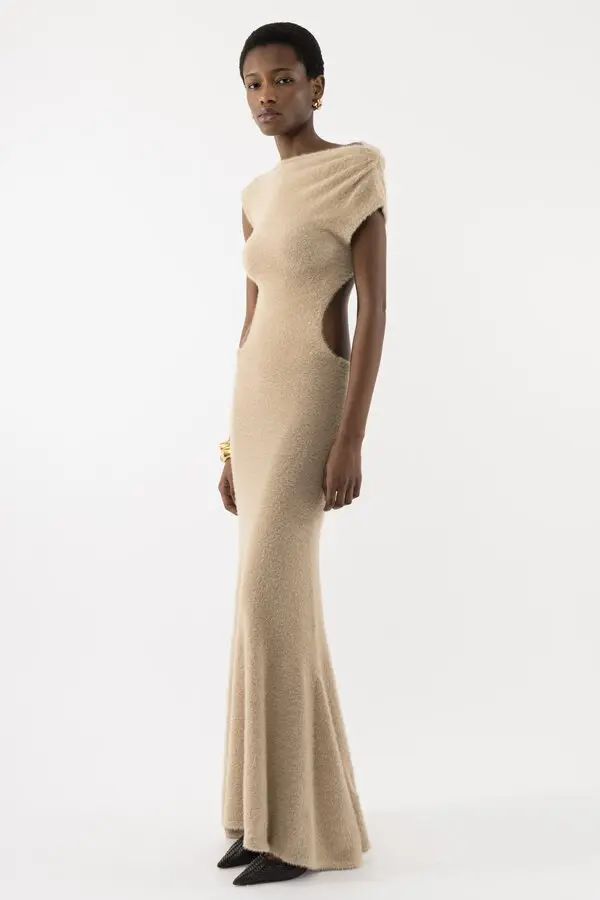 Arakii Sleek Back Knit Dress - Beige