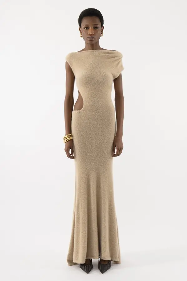 Arakii Sleek Back Knit Dress - Beige