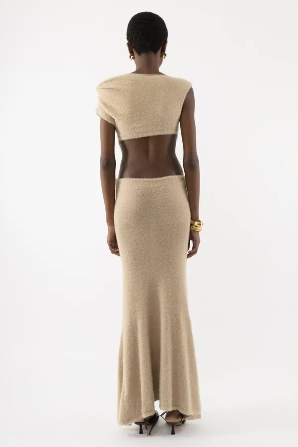 Arakii Sleek Back Knit Dress - Beige