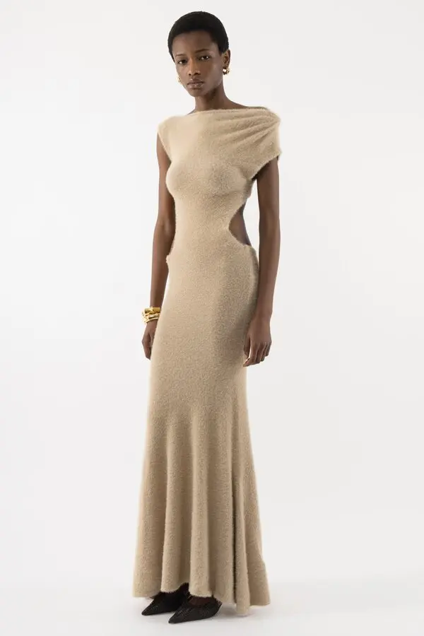 Arakii Sleek Back Knit Dress - Beige