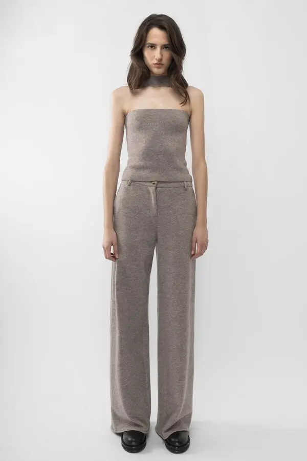 Arakii Knitted Reversed Halter - Greige