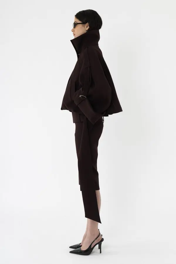 Arakii Wide Belted Capri Pants With Straight Leg And Slit Hem
