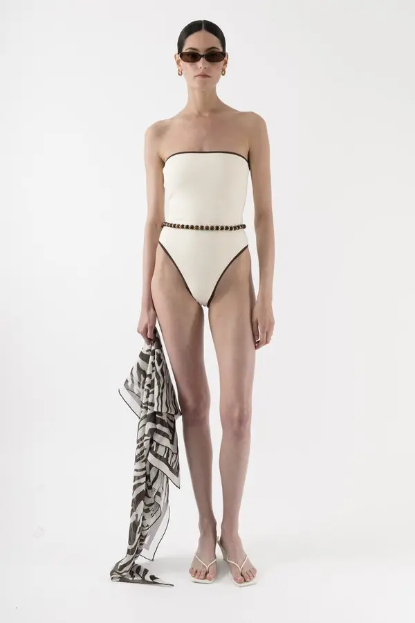 Arakii Bandeau Swimsuit - Off-white
