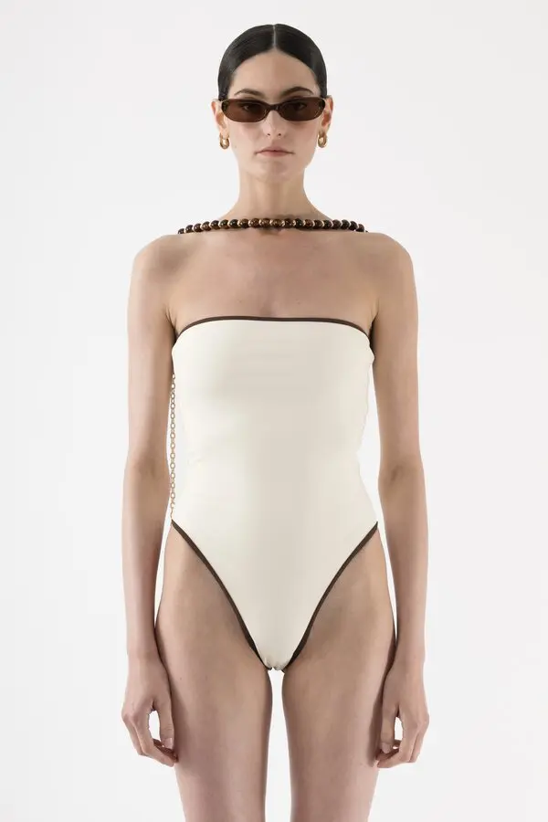 Arakii Bandeau Swimsuit - Off-white