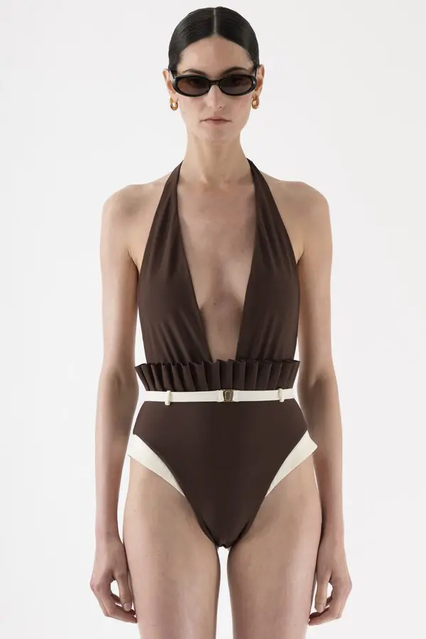Arakii Deep V Pleated Swimsuit