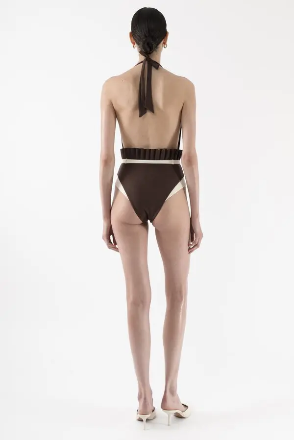 Arakii Deep V Pleated Swimsuit