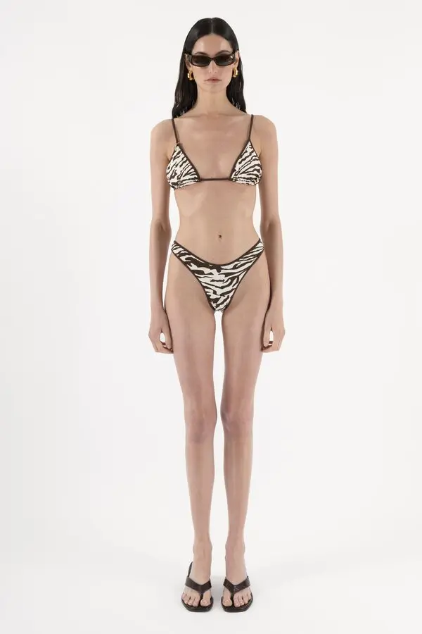 Arakii Triangle Bikini Top - Brown Zebra