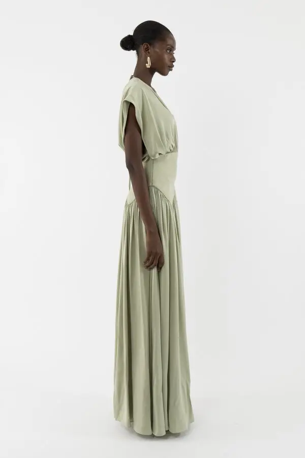 Arakii Maxi Silk Dress - Light Green