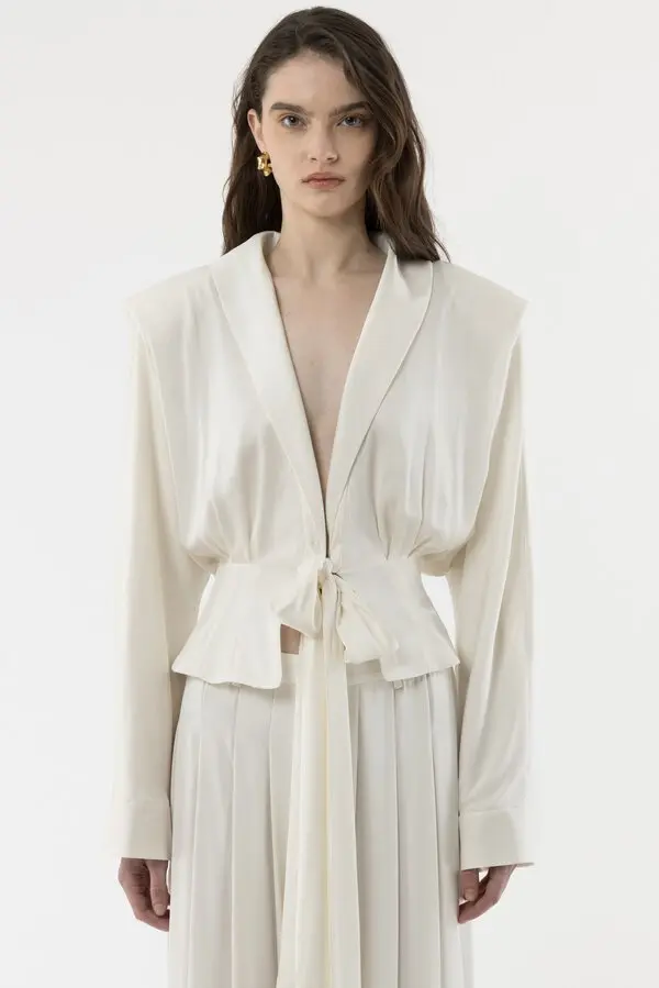 Arakii Front Tie Silk Blouse