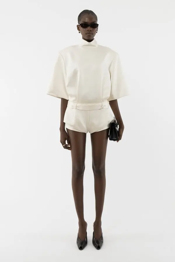 Arakii Tailored Boxy Playsuit - Creme White