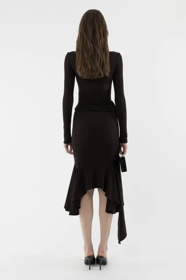 Arakii Jersey Ankle Skirt - Dark Brown