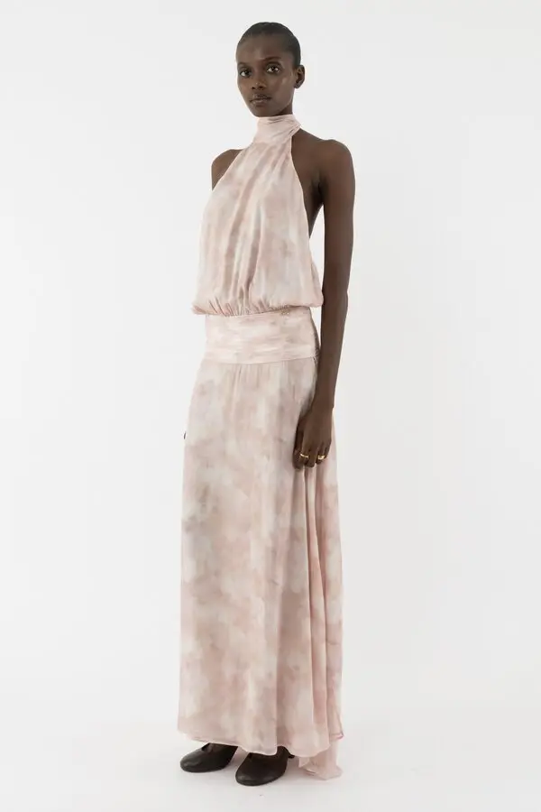 Arakii Deep Back Halter Dress - Print