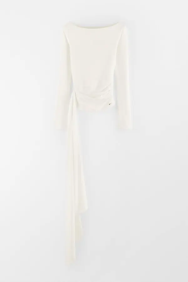 Arakii Jersey Draped Long Sleeve Top - Off-white