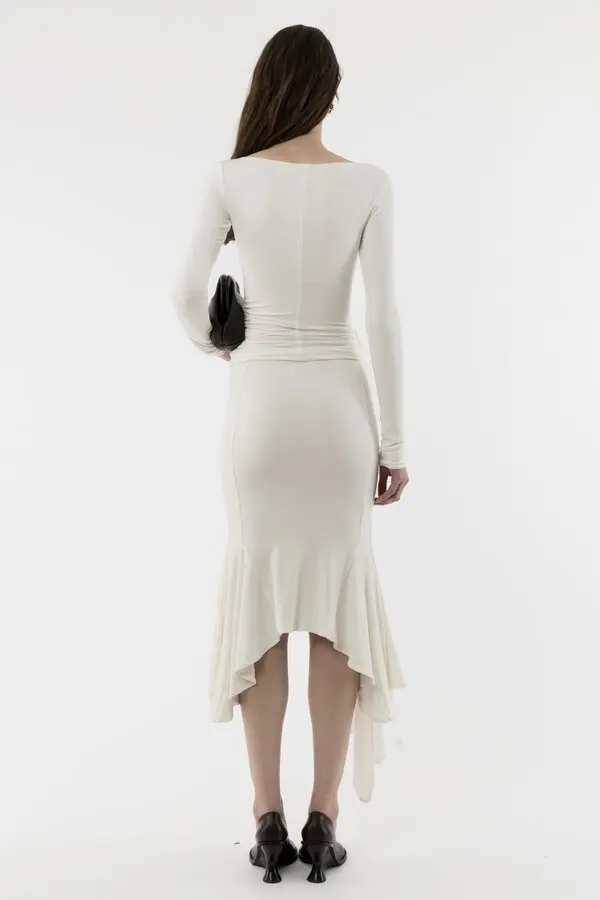 Arakii Jersey Draped Long Sleeve Top - Off-white