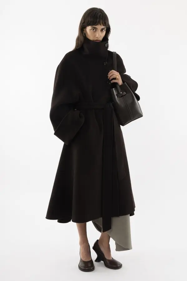 Arakii Double Faced Wool Coat - Dark Brown