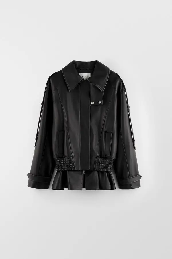 Arakii Leather Biker Jacket - Black