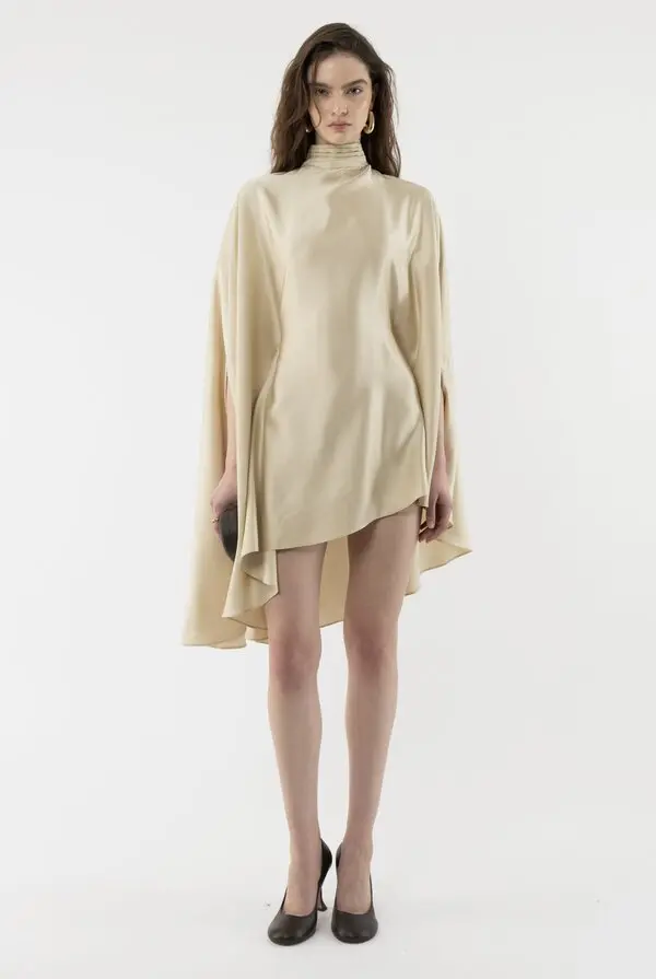 Arakii Poncho Turtleneck Dress
