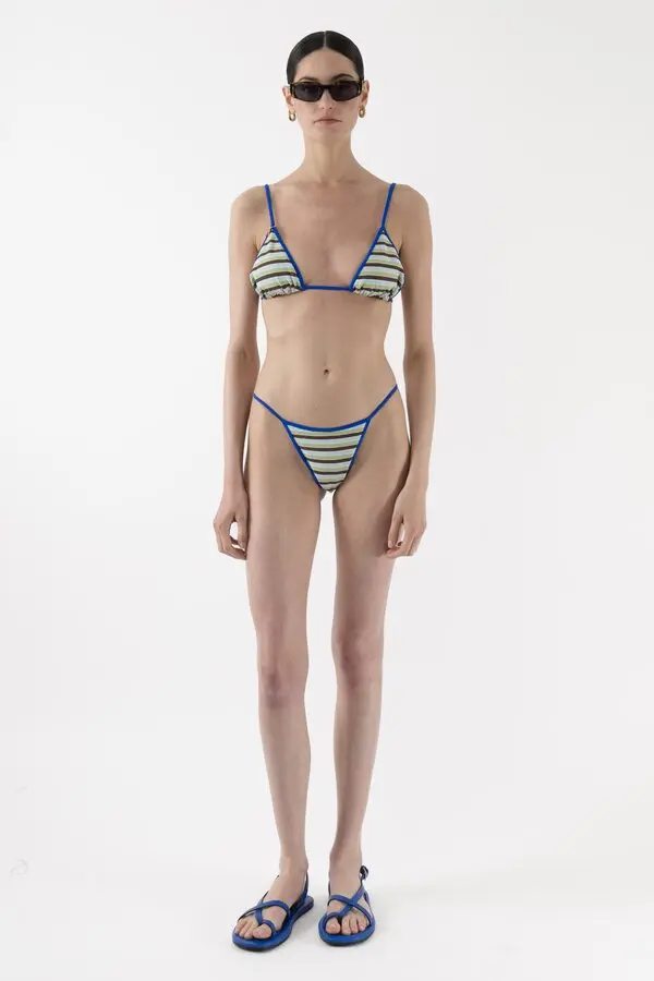 Arakii Triangle Bikini Top - Green Stripe