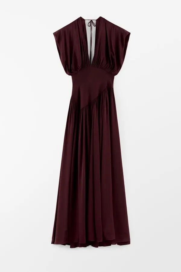 Arakii Maxi Silk Dress - Burgundy