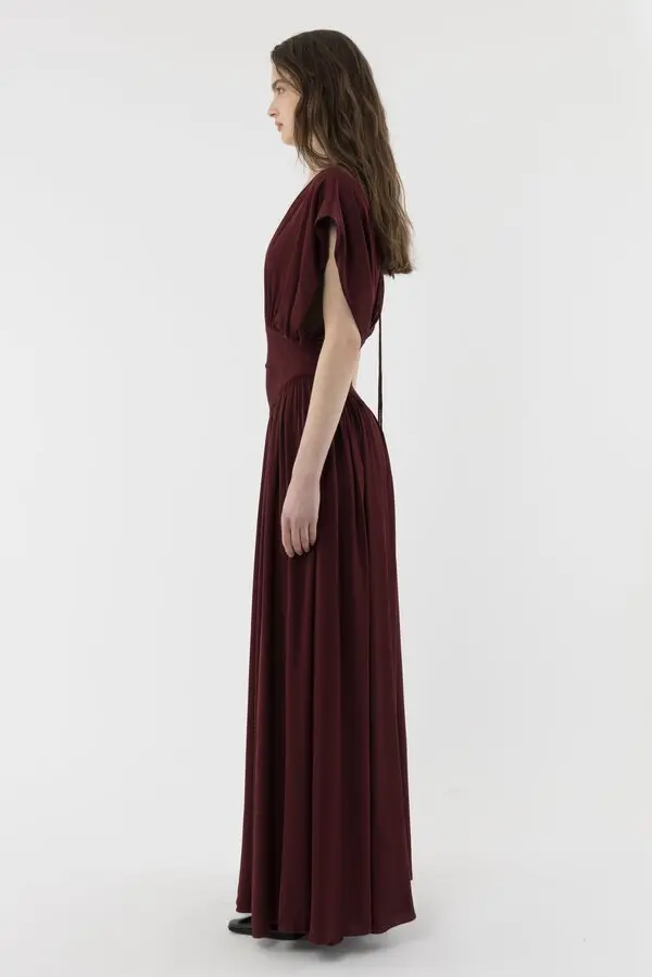 Arakii Maxi Silk Dress - Burgundy