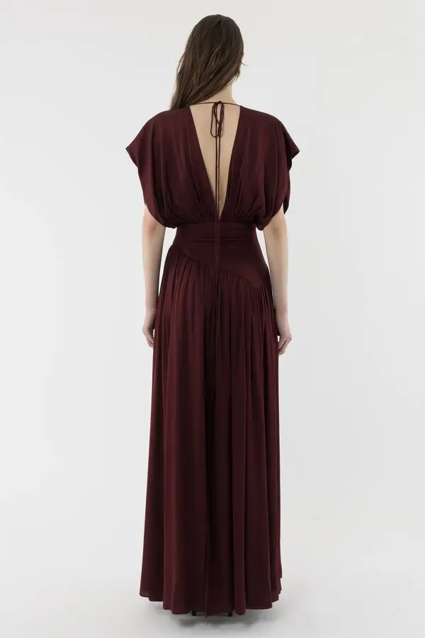 Arakii Maxi Silk Dress - Burgundy