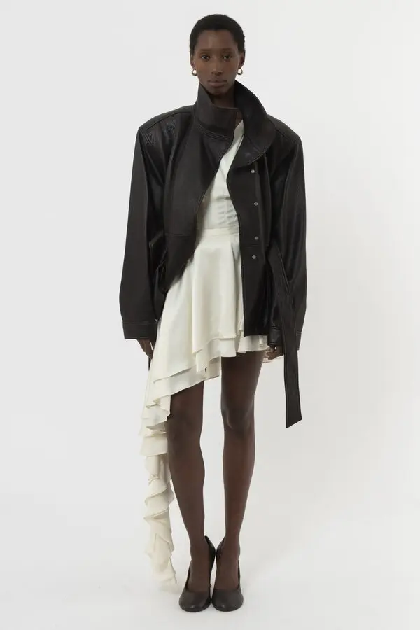 Arakii Asymmetric Viscose Ruffle Skirt