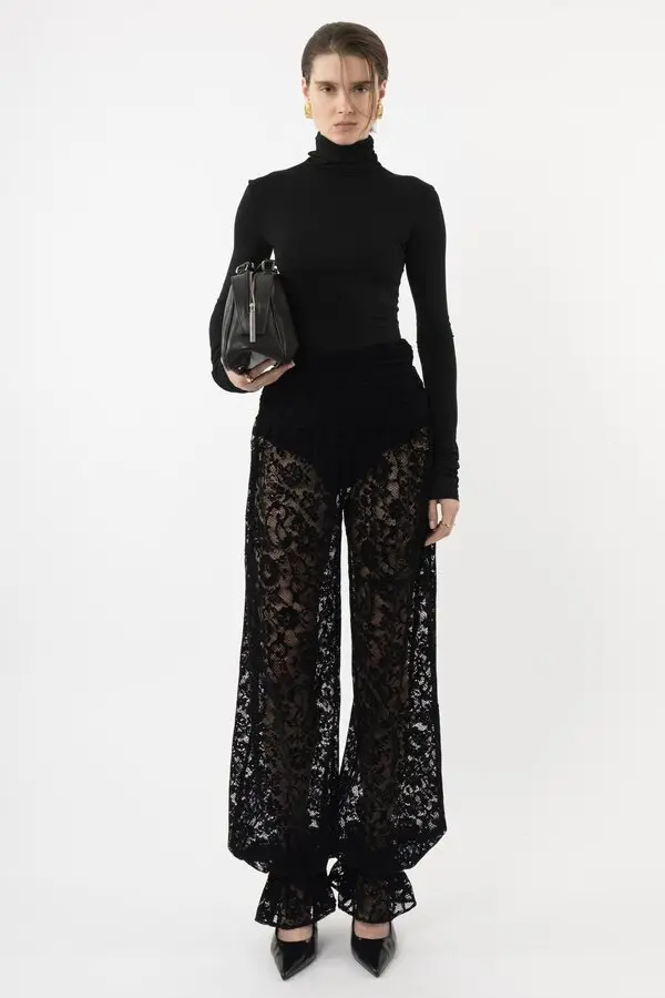 Arakii Velvet Lace Balloon Pants - Black